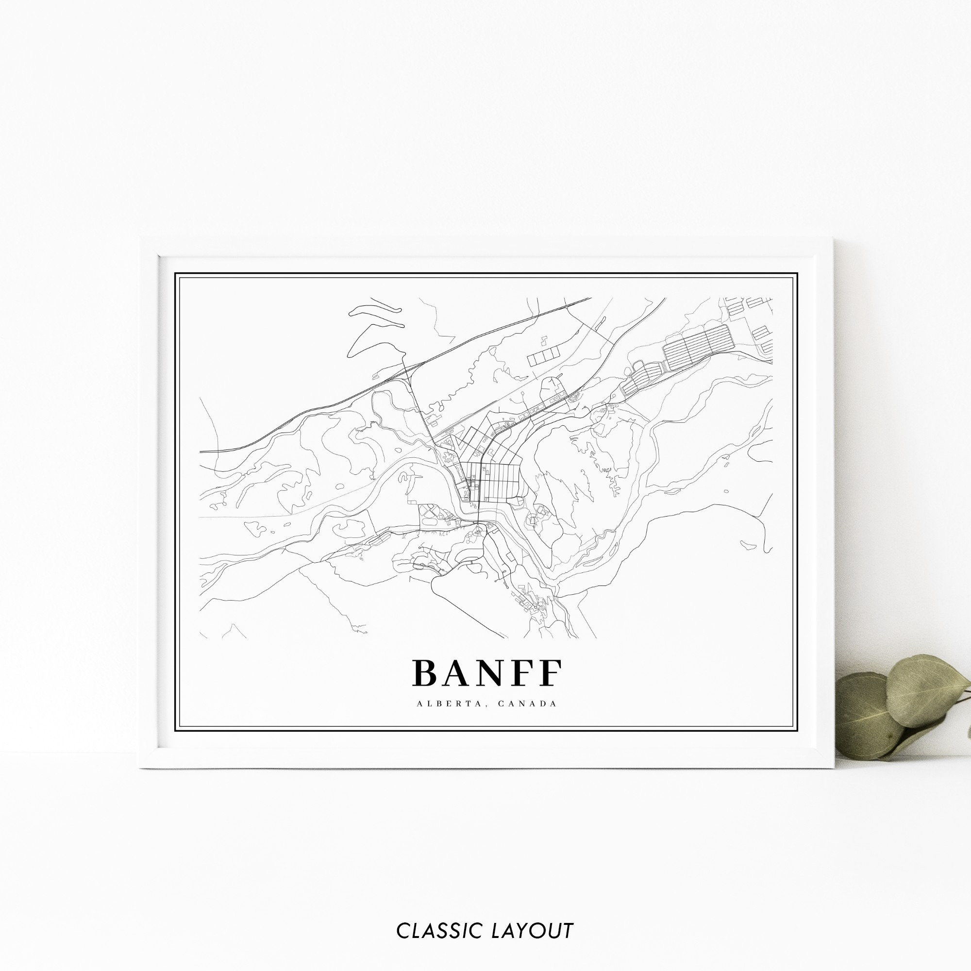 Banff Alberta Map Print AB Canada Map Art Poster Canmore | Etsy
