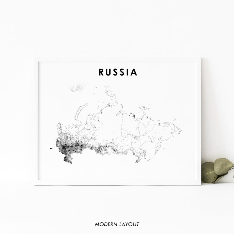 Russia Map Print Road Map Art Poster Moscow Russian - Etsy