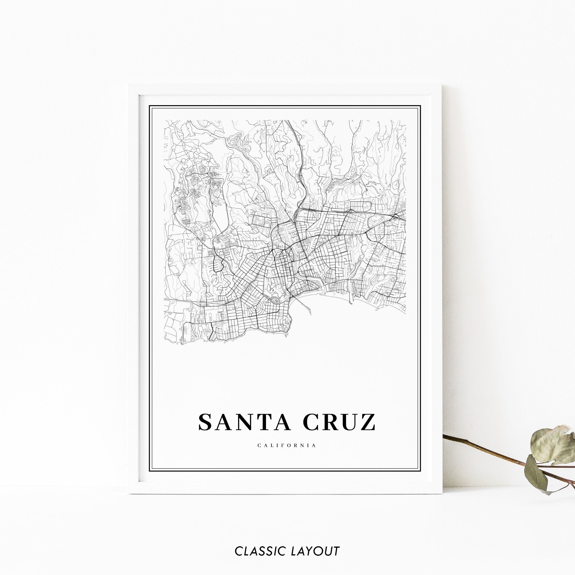 Santa Cruz CA Map Print California USA Map Art Poster - Etsy