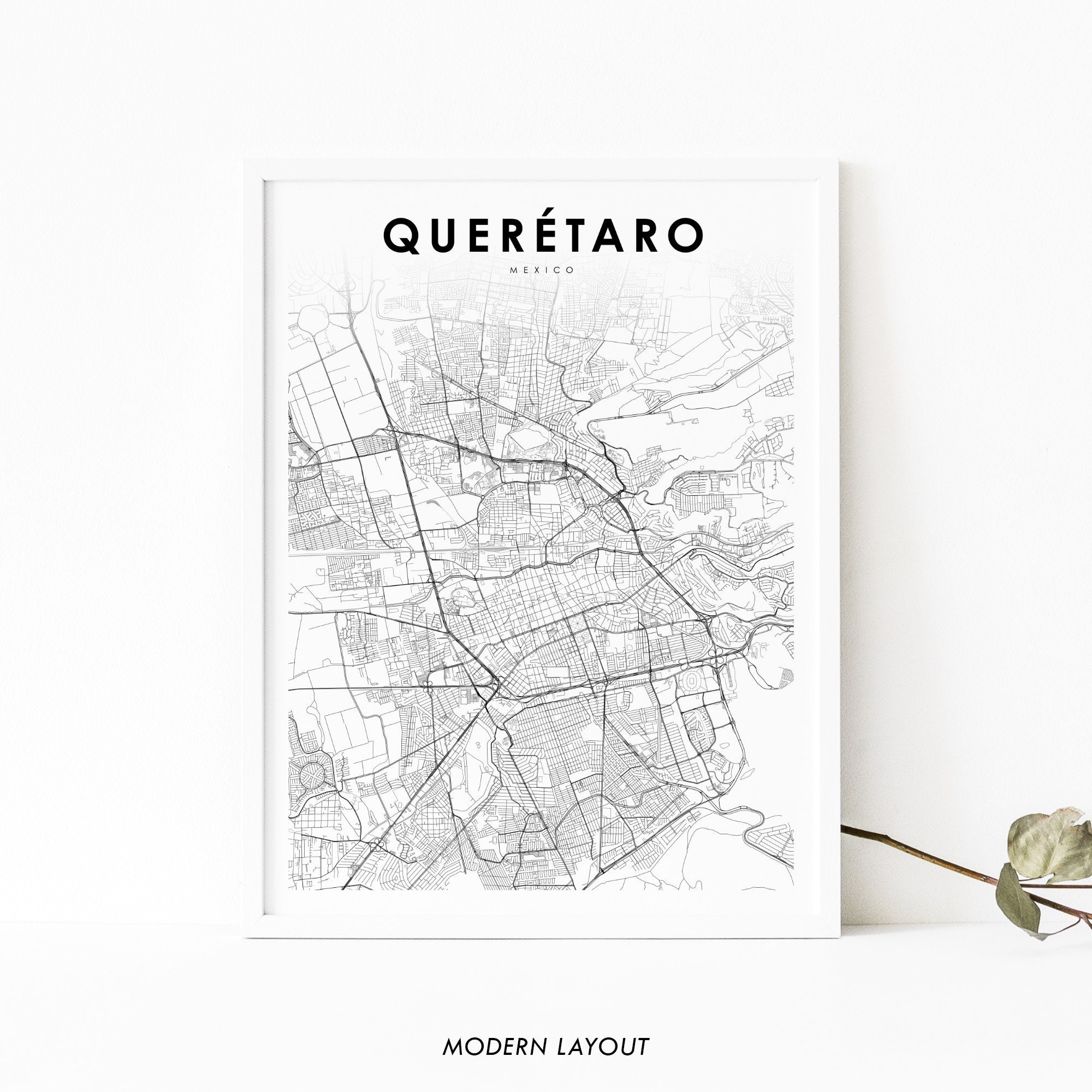 Queretaro Mexico Map Print Map Art Poster Santiago De | Etsy