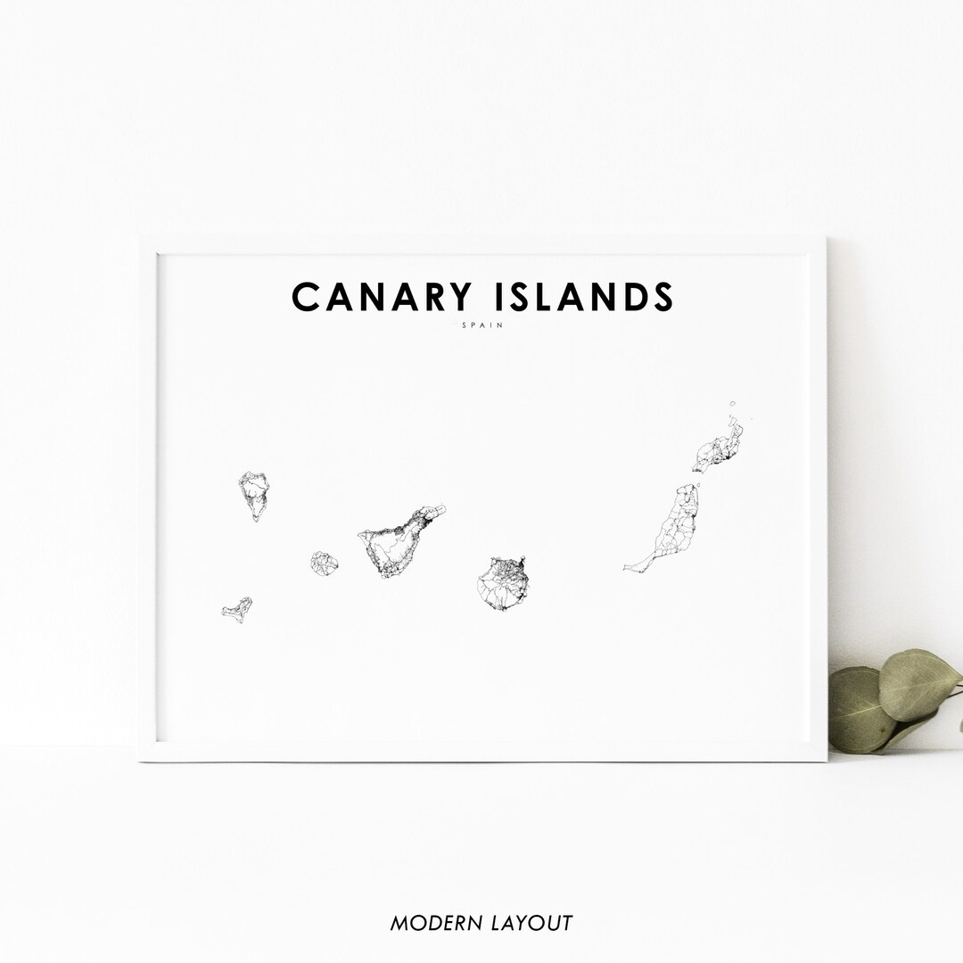 Canary Islands Spain Map Print, Road Map Poster, Islas Canarias España ...