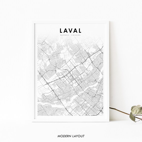 Laval Quebec Map Print QC Canada Map Art Poster Montreal | Etsy