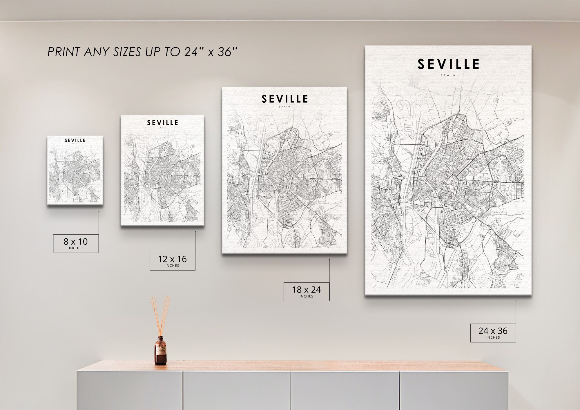 Seville Spain Map Print Map Art Poster Sevilla Andalusia | Etsy