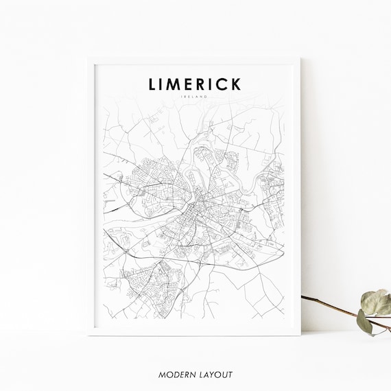 Limerick Ireland Map Print Map Art Poster Luimneach Munster - Etsy