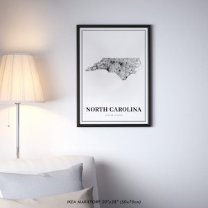 North Carolina Map Print, State Road Map Print, NC USA United States ...