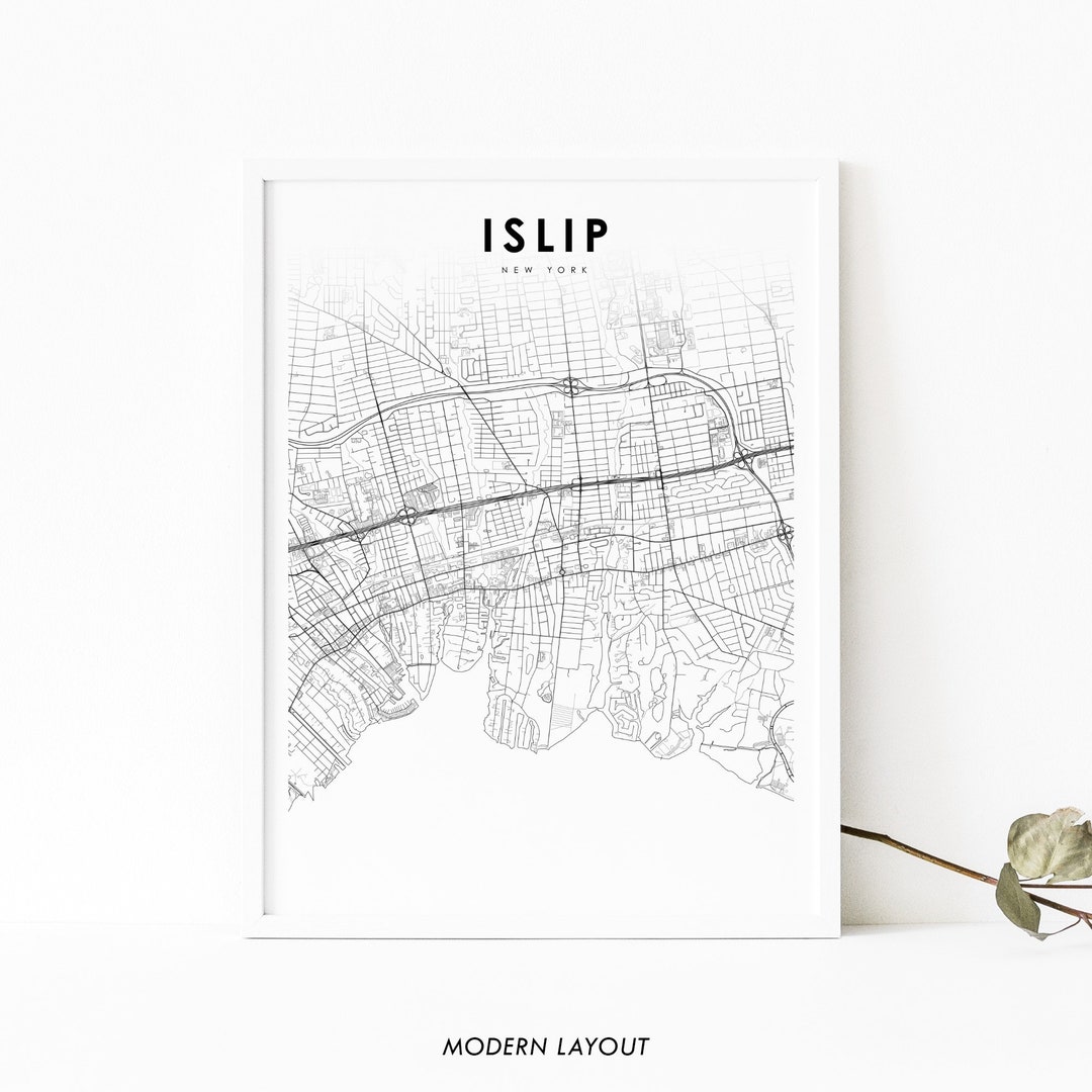 Islip NY Map Print New York USA Map Art Poster Suffolk City - Etsy