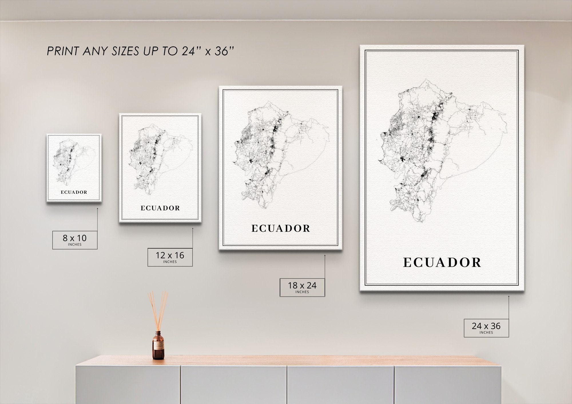 Ecuador Map Print Country Road Map Poster Guayaquil Quito - Etsy