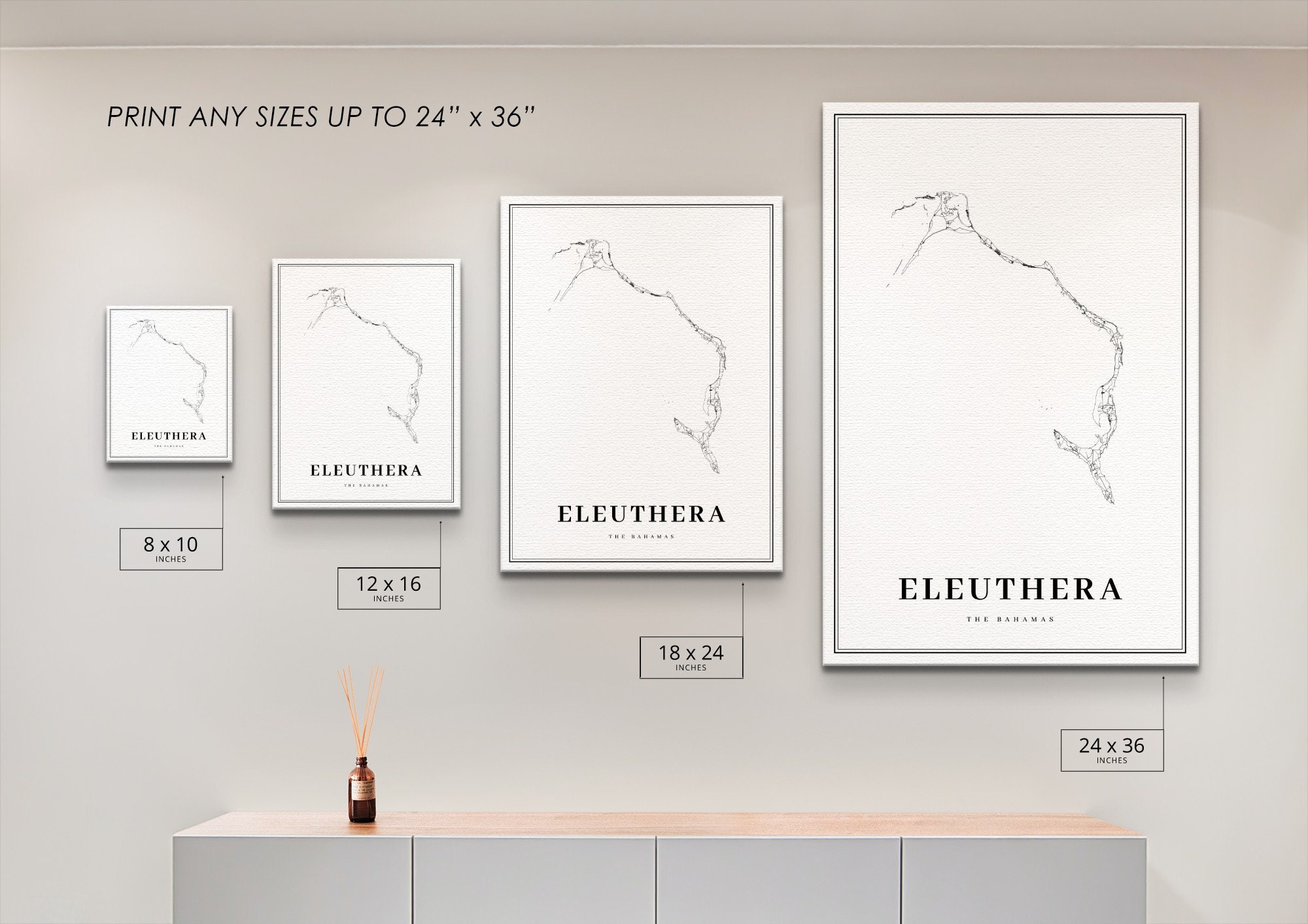 Eleuthera The Bahamas Map Print Road Map Art Poster Map Art | Etsy