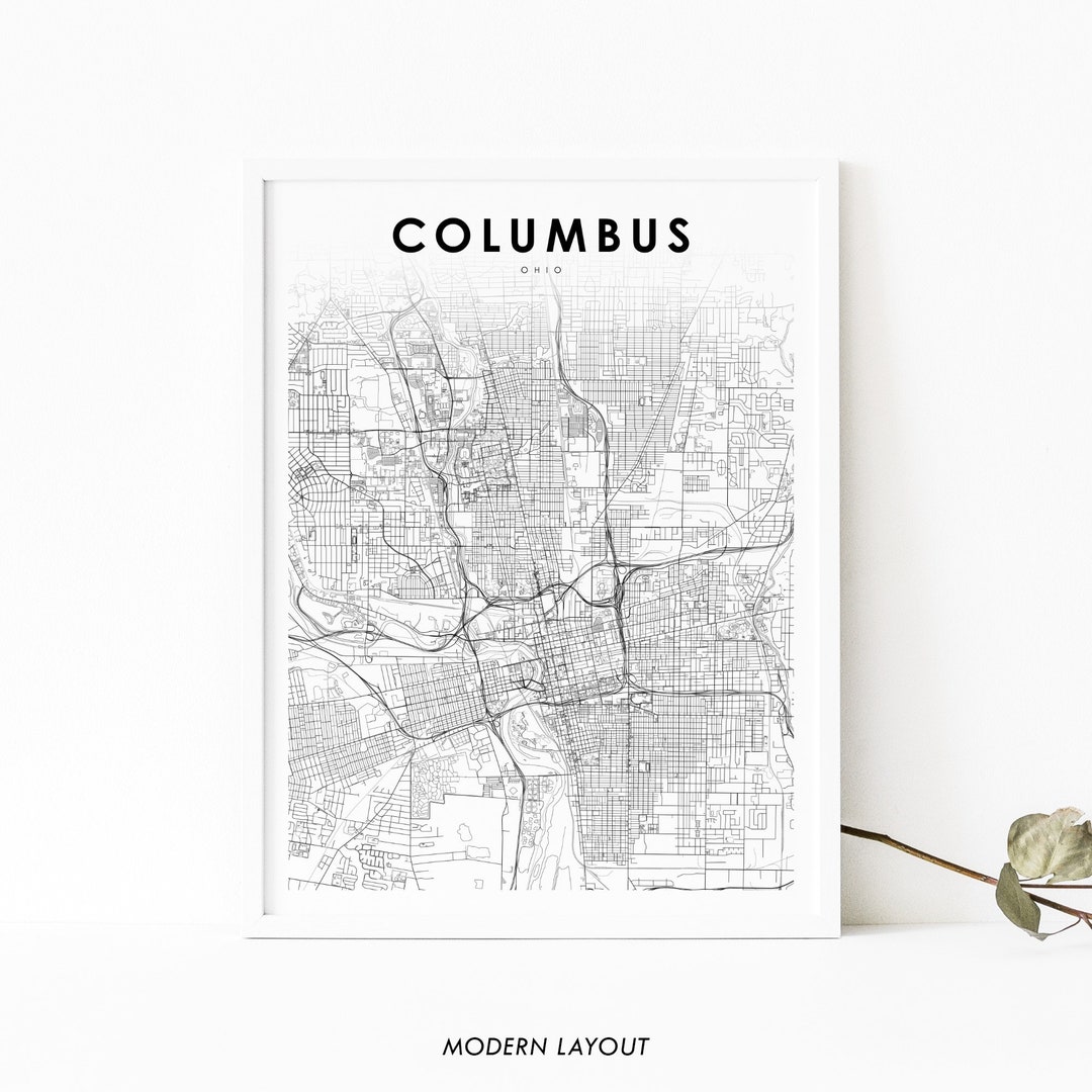 Downtown Columbus OH Map Print, Ohio USA Map Art Poster, City Street ...