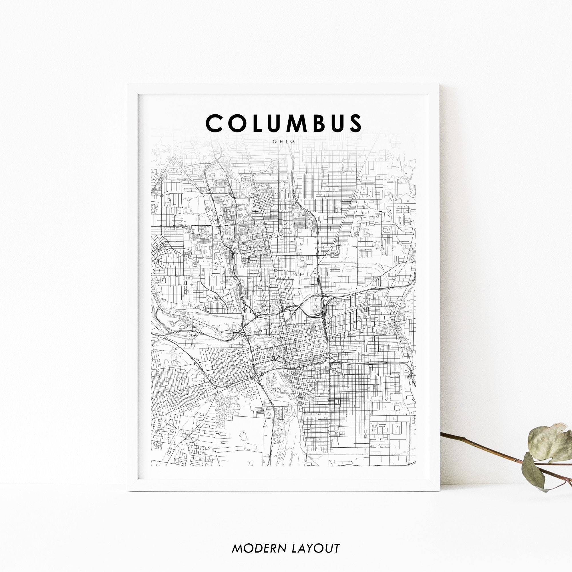 Downtown Columbus OH Map Print, Ohio USA Map Art Poster, City Street ...