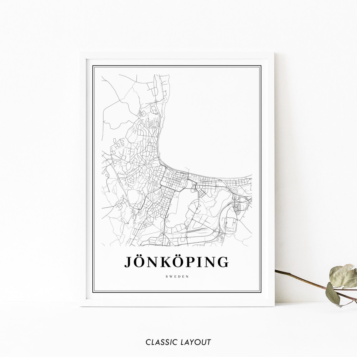Jonkoping Sweden Map Print Map Art Poster Jönköping Vättern - Etsy