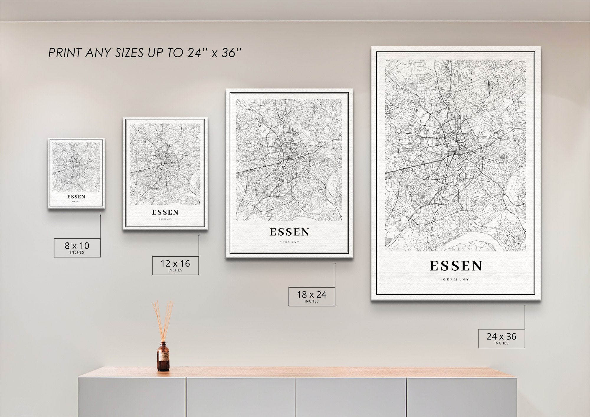 Essen Germany Map Print Map Art Poster Deutschland City | Etsy