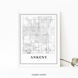 Ankeny IA Map Print, Iowa USA Map Art Poster, City Street Map Print ...