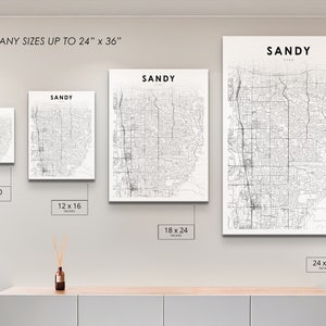 Sandy UT Map Print, Utah USA Map Art Poster, City Street Road Map Print ...