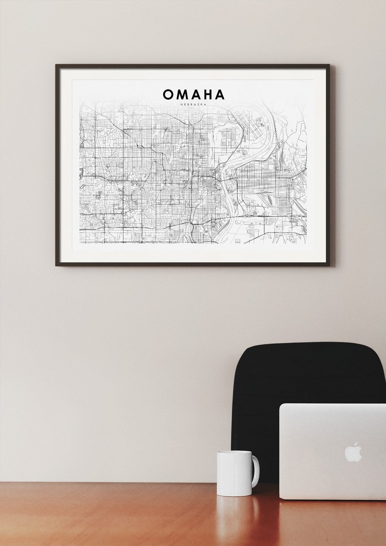 Omaha NE Map Print Nebraska USA Map Art Poster Douglas | Etsy