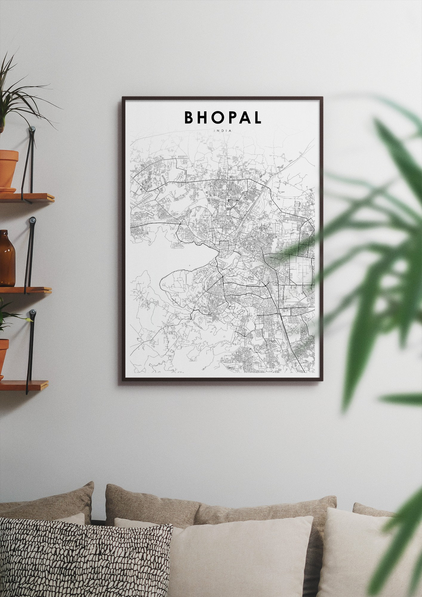 Bhopal India Map Print Map Art Poster Madhya Pradesh City | Etsy