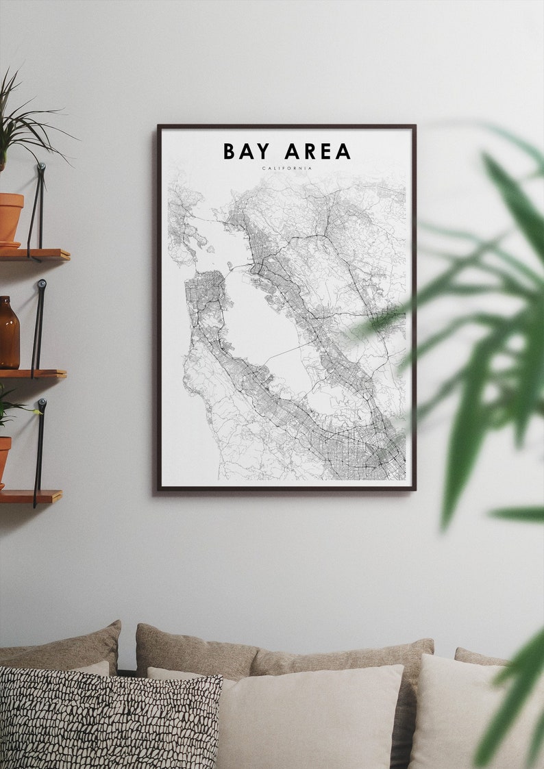 Bay Area CA Map Print California USA Map Art Poster South - Etsy