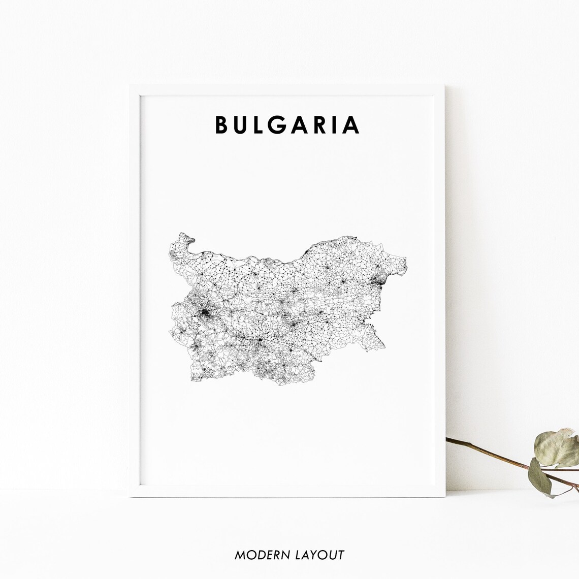 Bulgaria Map Print Road Map Art Poster България Bǎlgariya | Etsy