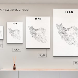 Iran Map Print, Road Map Art Poster, Islamic Republic of Irān Persia ...