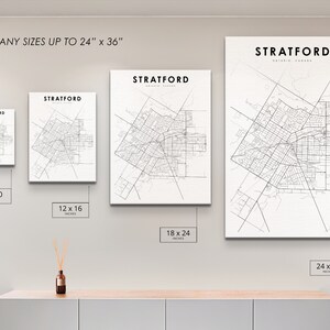 Stratford Ontario Map Print, ON Canada Map Art Poster, City Street Road ...