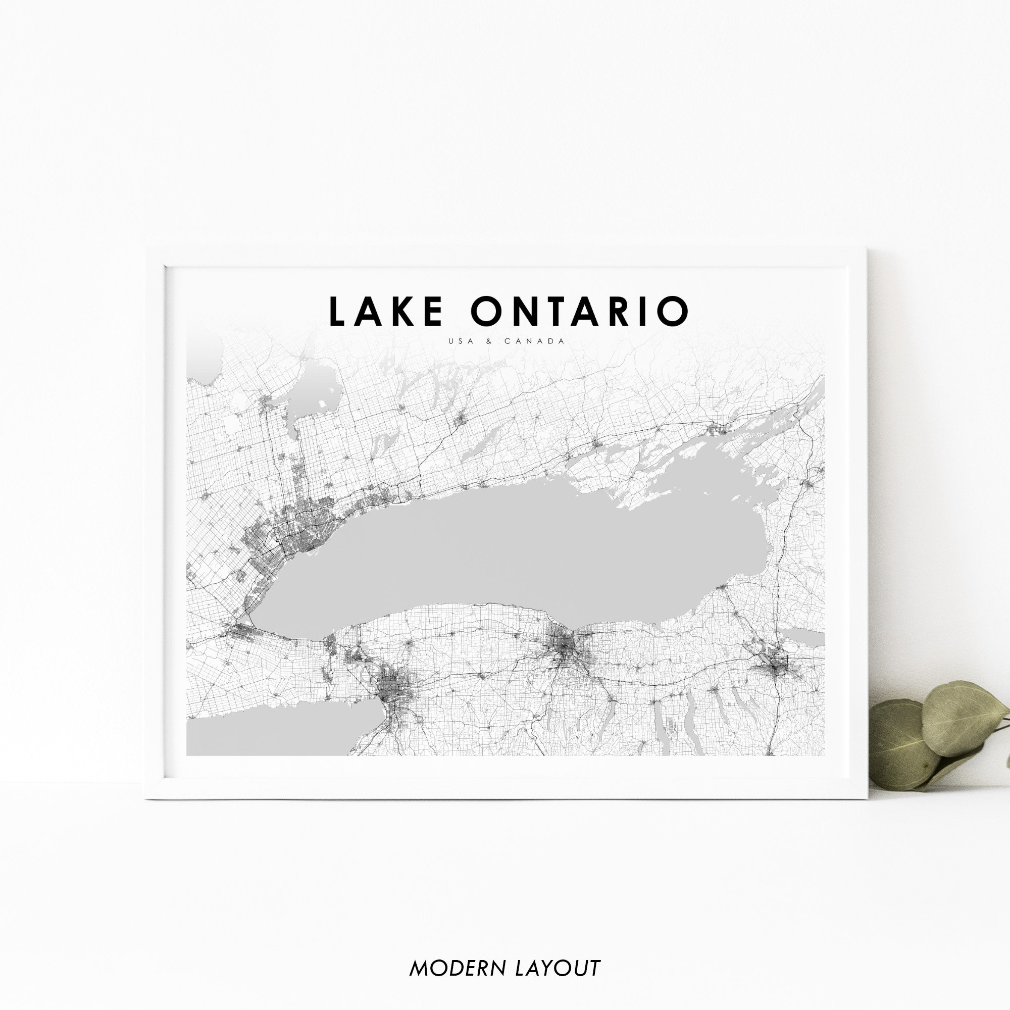 Lake Ontario Map Print Great Lakes New York USA United States - Etsy