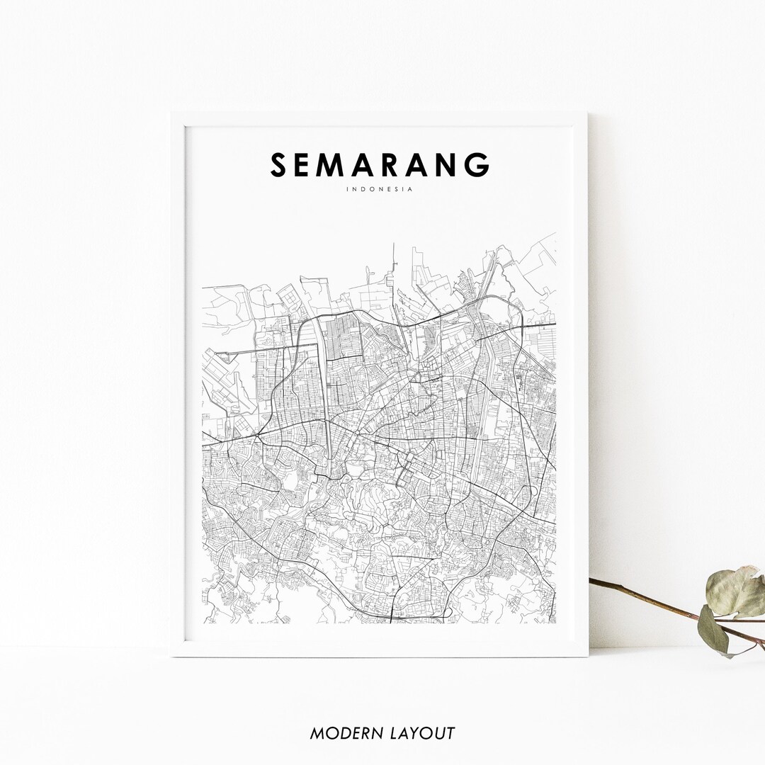 Semarang Indonesia Map Print, Map Art Poster, Java Samarang City Street ...