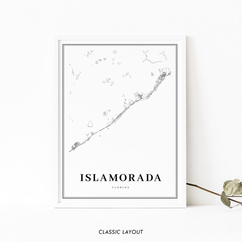 Islamorada FL Map Print, Florida USA Map Art Poster, Florida Keys, City ...