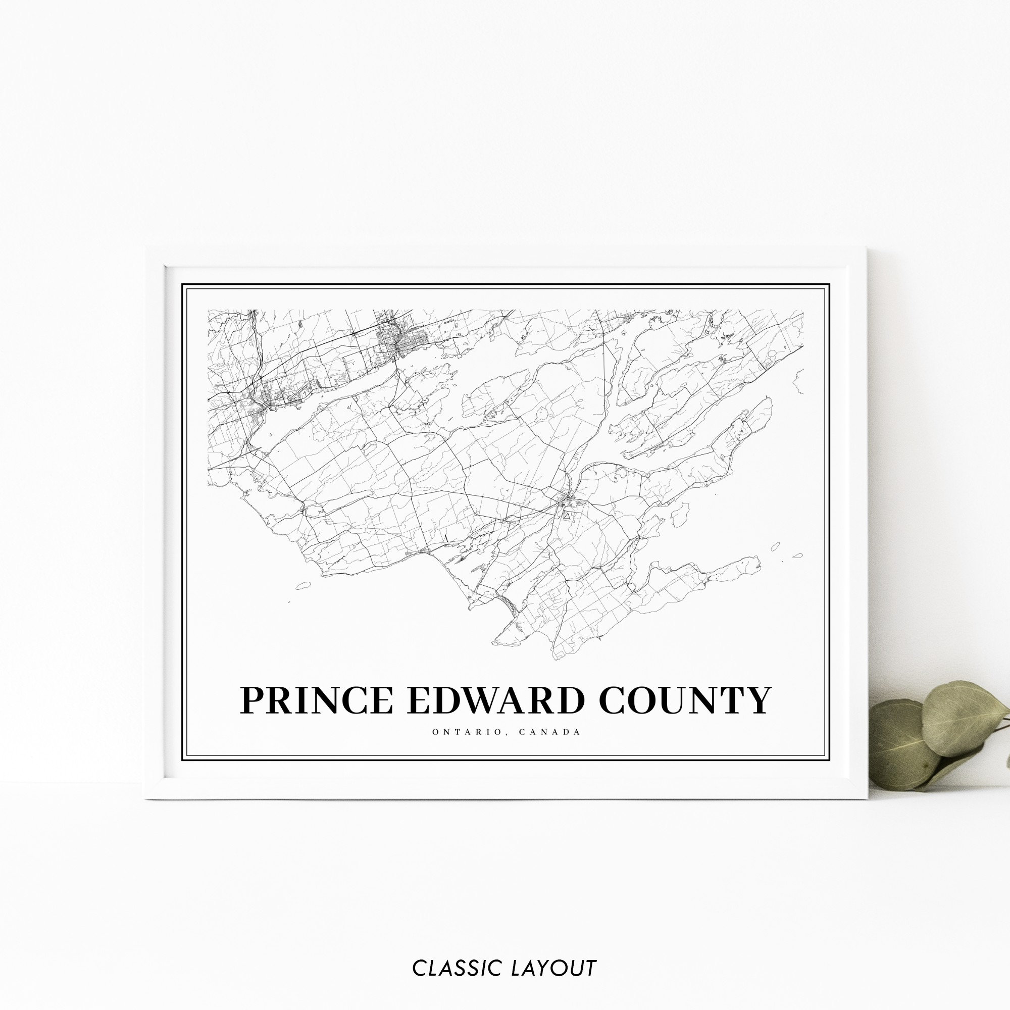Prince Edward County Ontario Map Print, ON Canada Map Art Poster, City ...