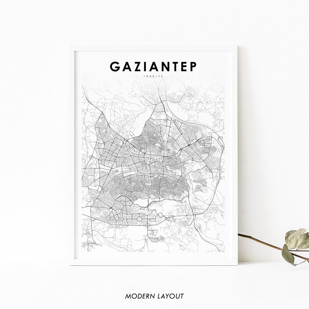 Gaziantep Türkiye Map Print, Aintab Turkey Map Art Poster, Antep, City ...