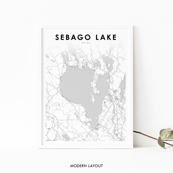 Sebago Lake ME Map Print Maine USA Map Art Poster - Etsy