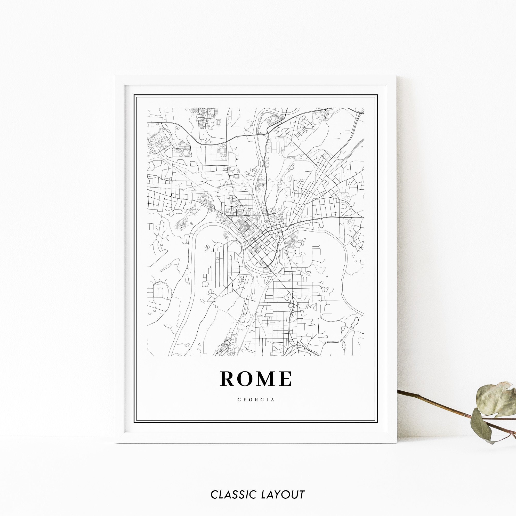 Rome GA Map Print, Georgia USA Map Art Poster, Floyd County, City ...