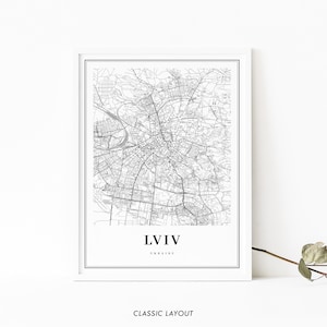 Lviv Ukraine Map Print, Map Art Poster, Львів Lvov Lviv Oblast, City ...