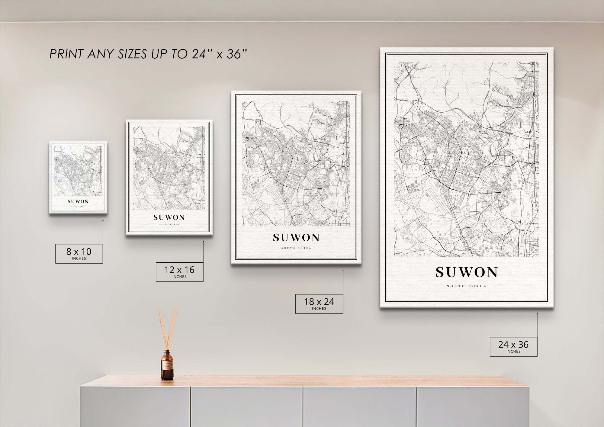 Suwon South Korea Map Print Suwon-si Map Art Poster 수원 수원시 | Etsy