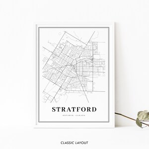 Stratford Ontario Map Print, ON Canada Map Art Poster, City Street Road ...