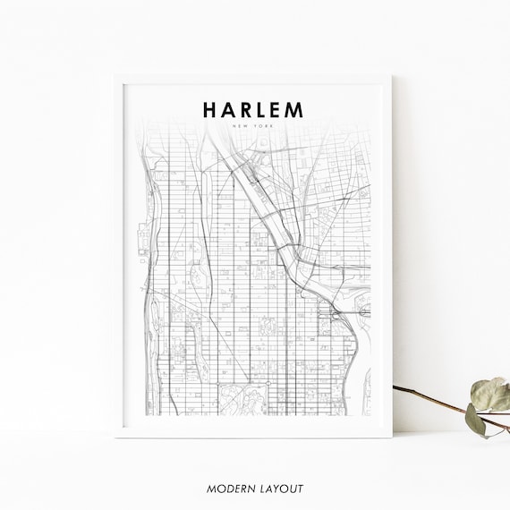 Harlem NY Map Print New York USA Map Art Poster Manhattan | Etsy