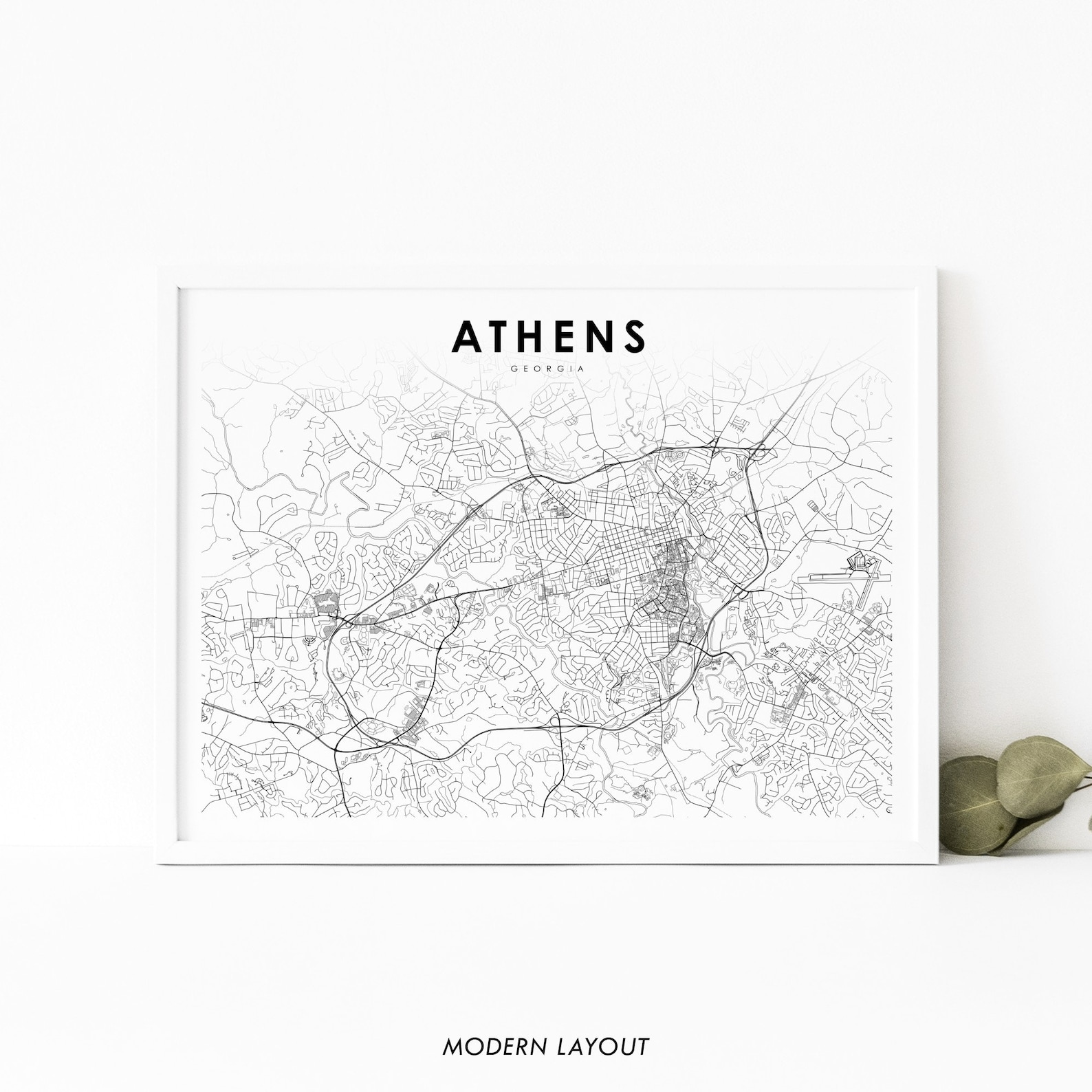 Athens GA Map Print Georgia USA Map Art Poster Athens-clarke - Etsy