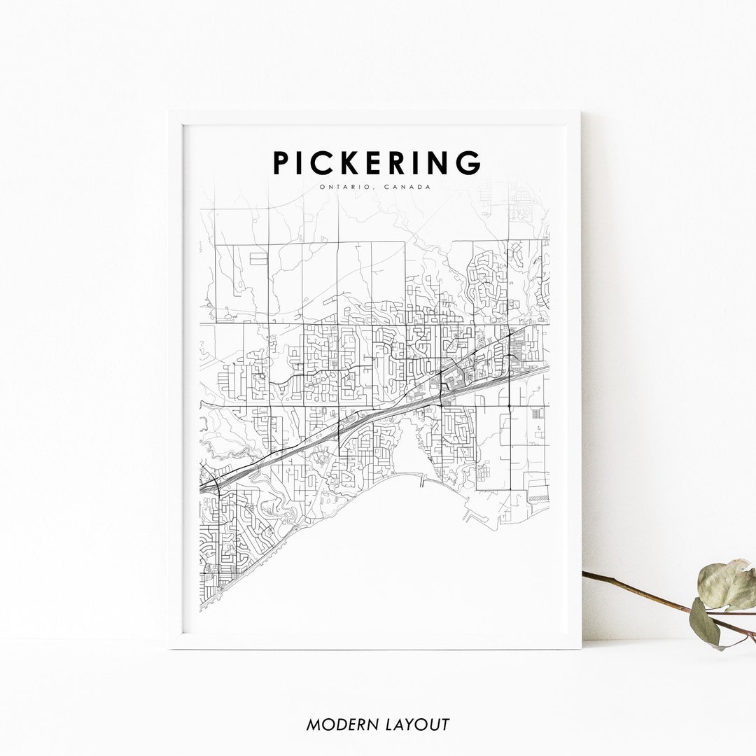 Pickering Ontario Map Print, ON Canada Map Art Poster, City Street Road ...