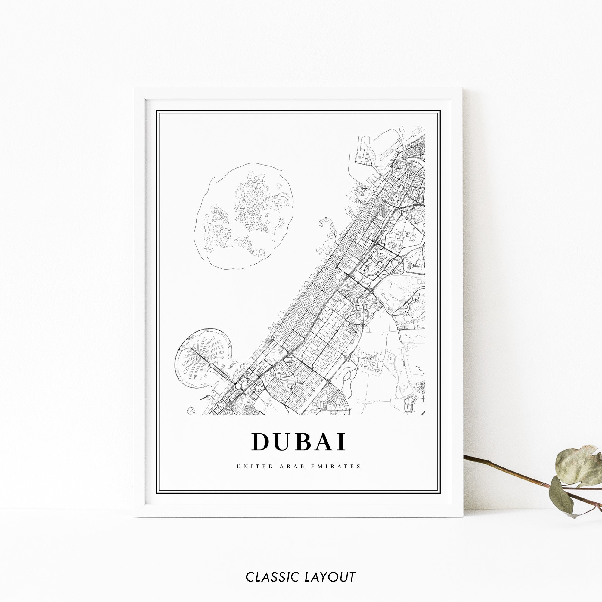 Dubai UAE Map Print United Arab Emirates Map Art Poster دبي - Etsy