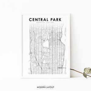 Central Park Manhattan NYC Map Print, New York USA Map Art Poster, City ...
