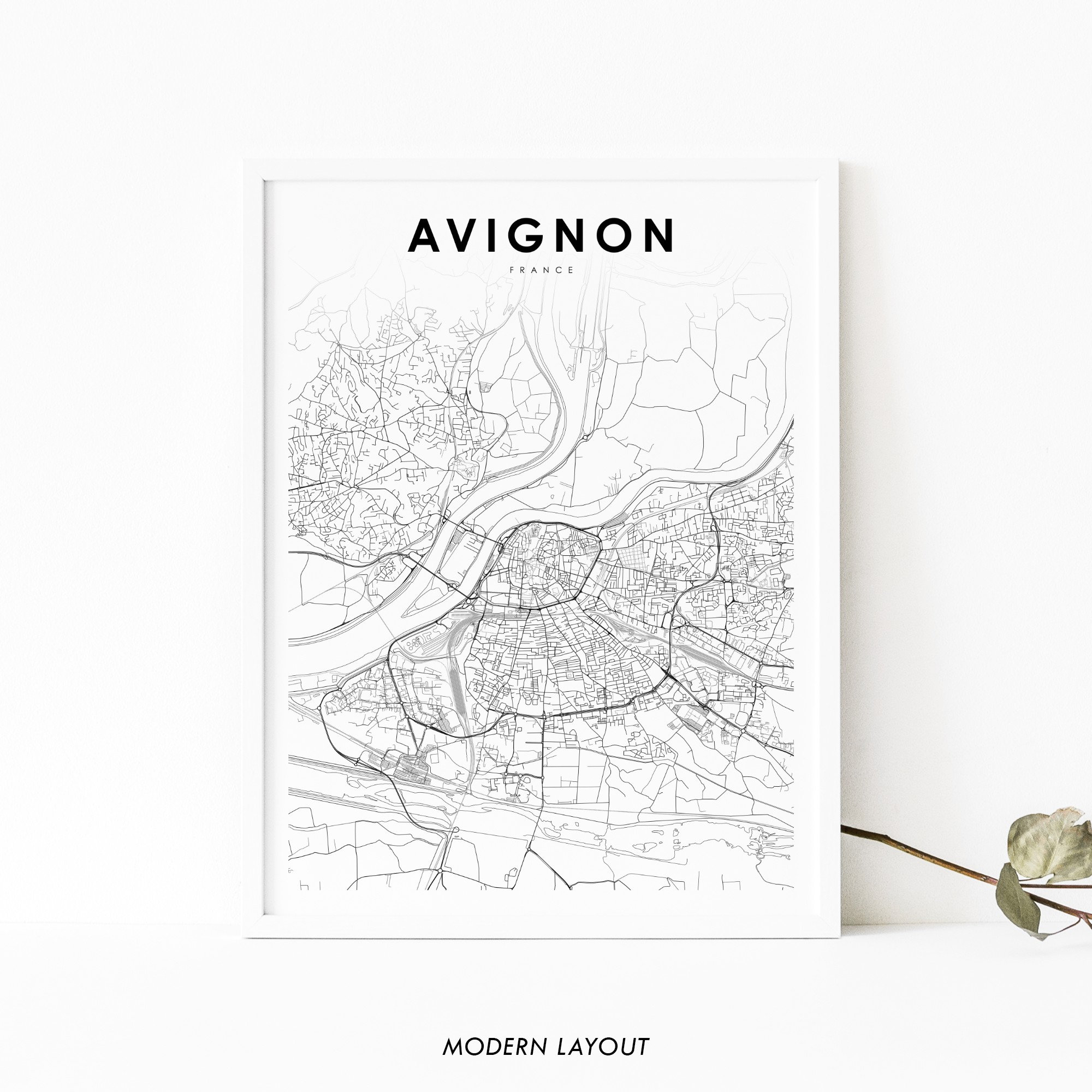 Avignon France Map Print, Map Art Poster, Avenio Alpes-côte D'azur City ...