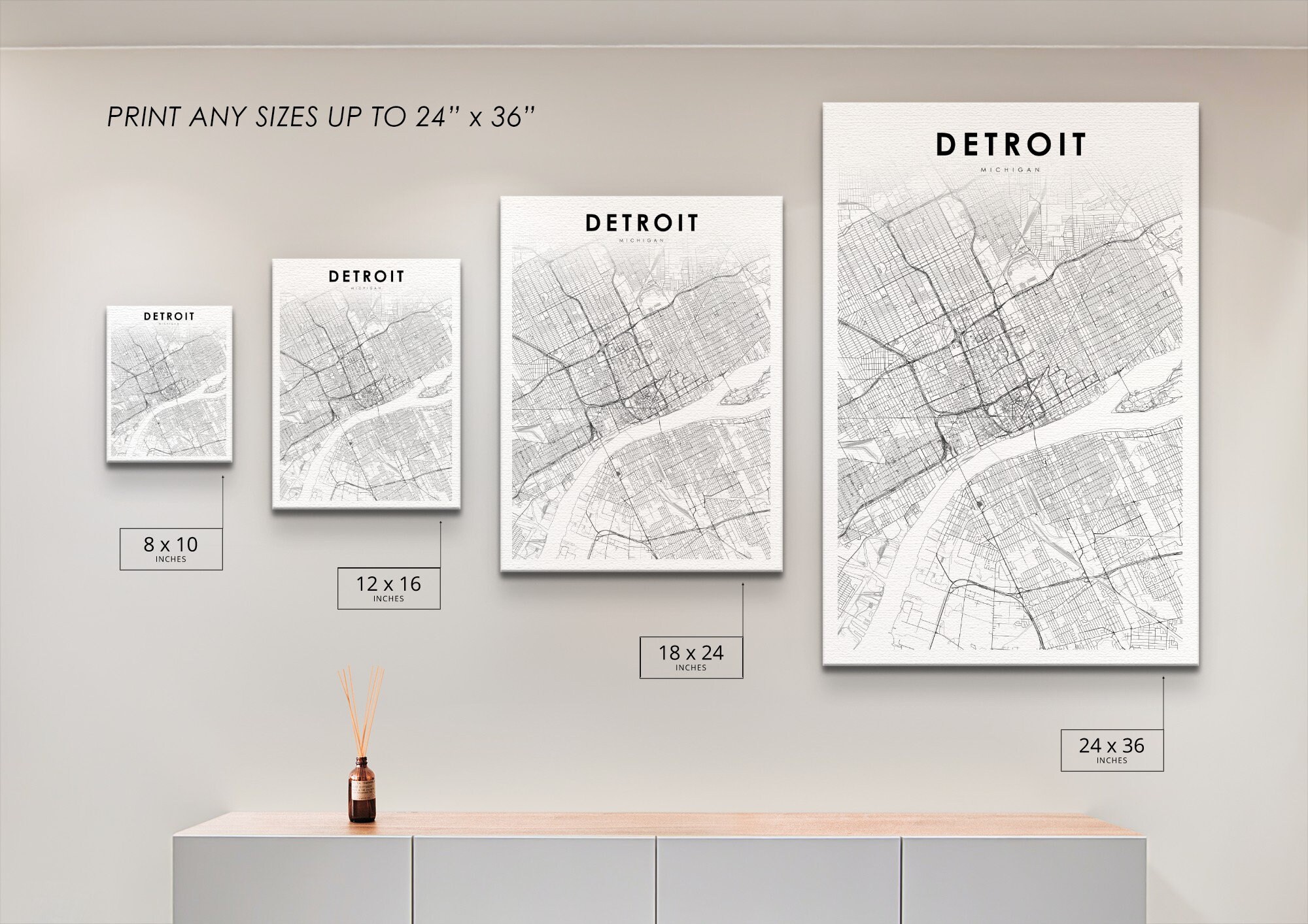 Detroit MI Map Print Michigan USA Map Art Poster City Street | Etsy