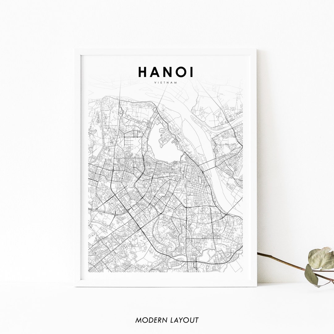 Hanoi Vietnam Map Print, Hà Nội Việt Nam Viet Nam Map Art Poster, City ...