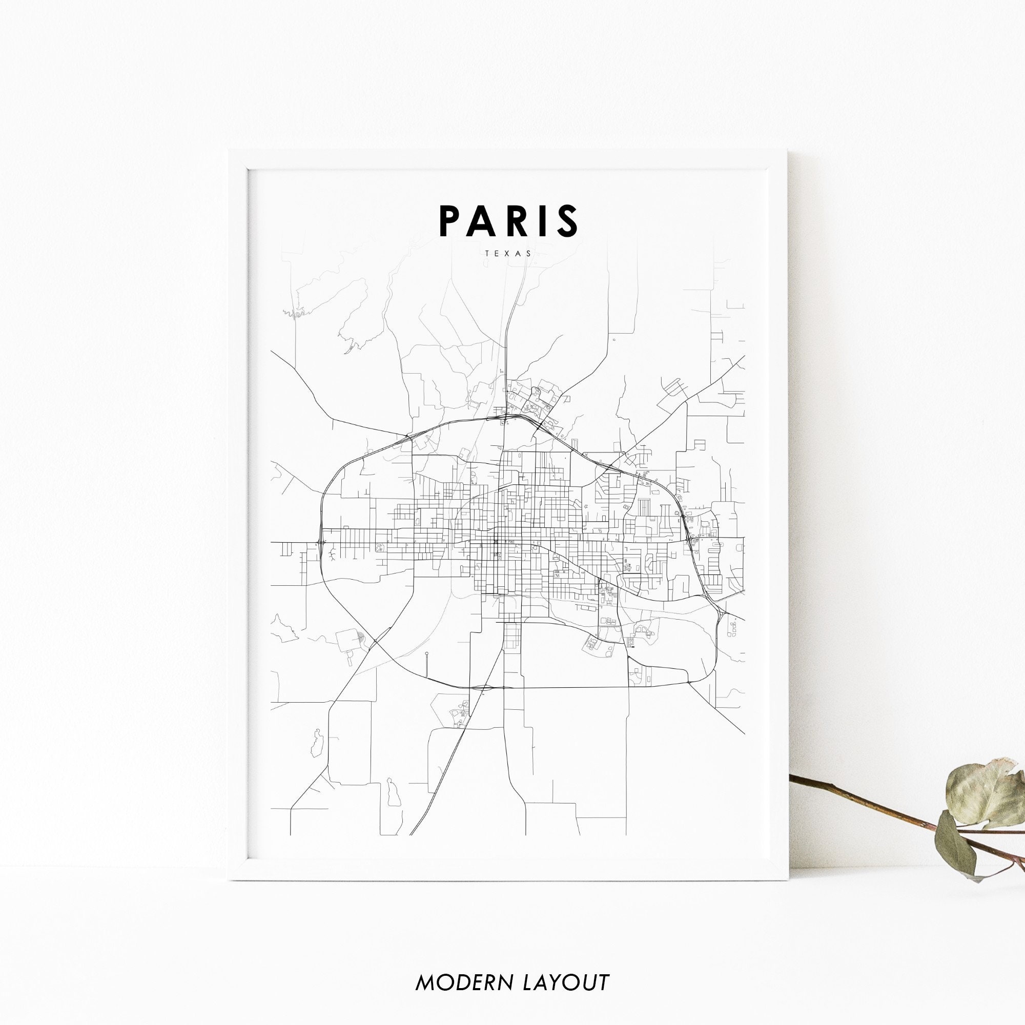 Paris TX Map Print Texas USA Map Art Poster Lamar County - Etsy UK