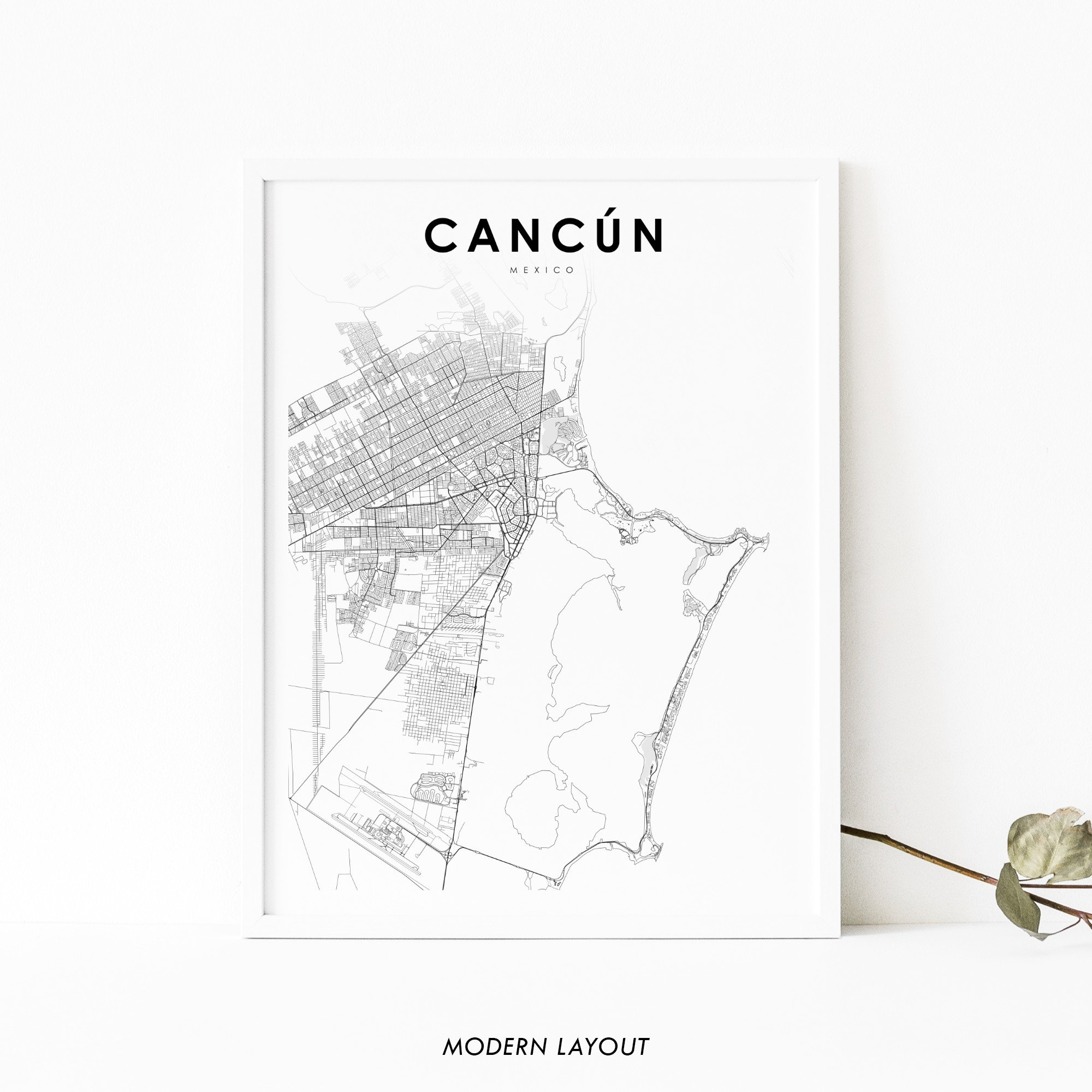 Cancun Area Mexico Map Print Cancún México Map Art Poster | Etsy