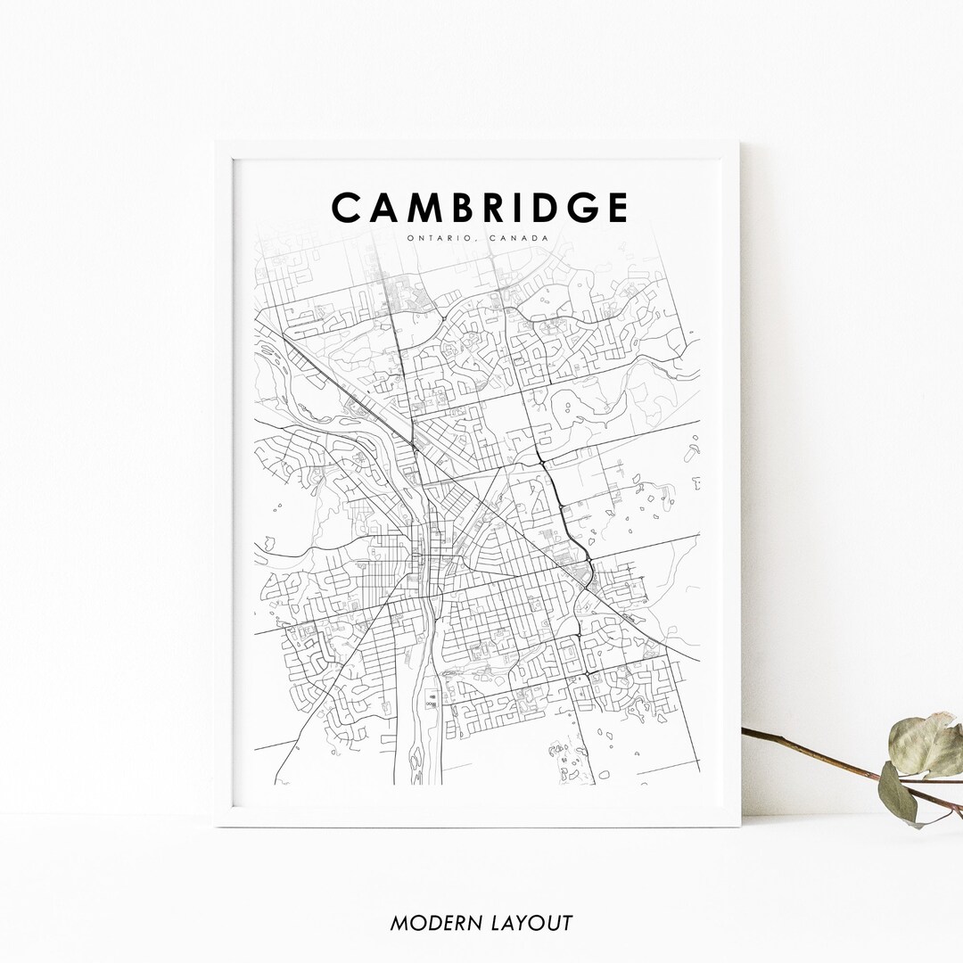 Cambridge Ontario Map Print, ON Canada Map Art Poster, City Street Road ...