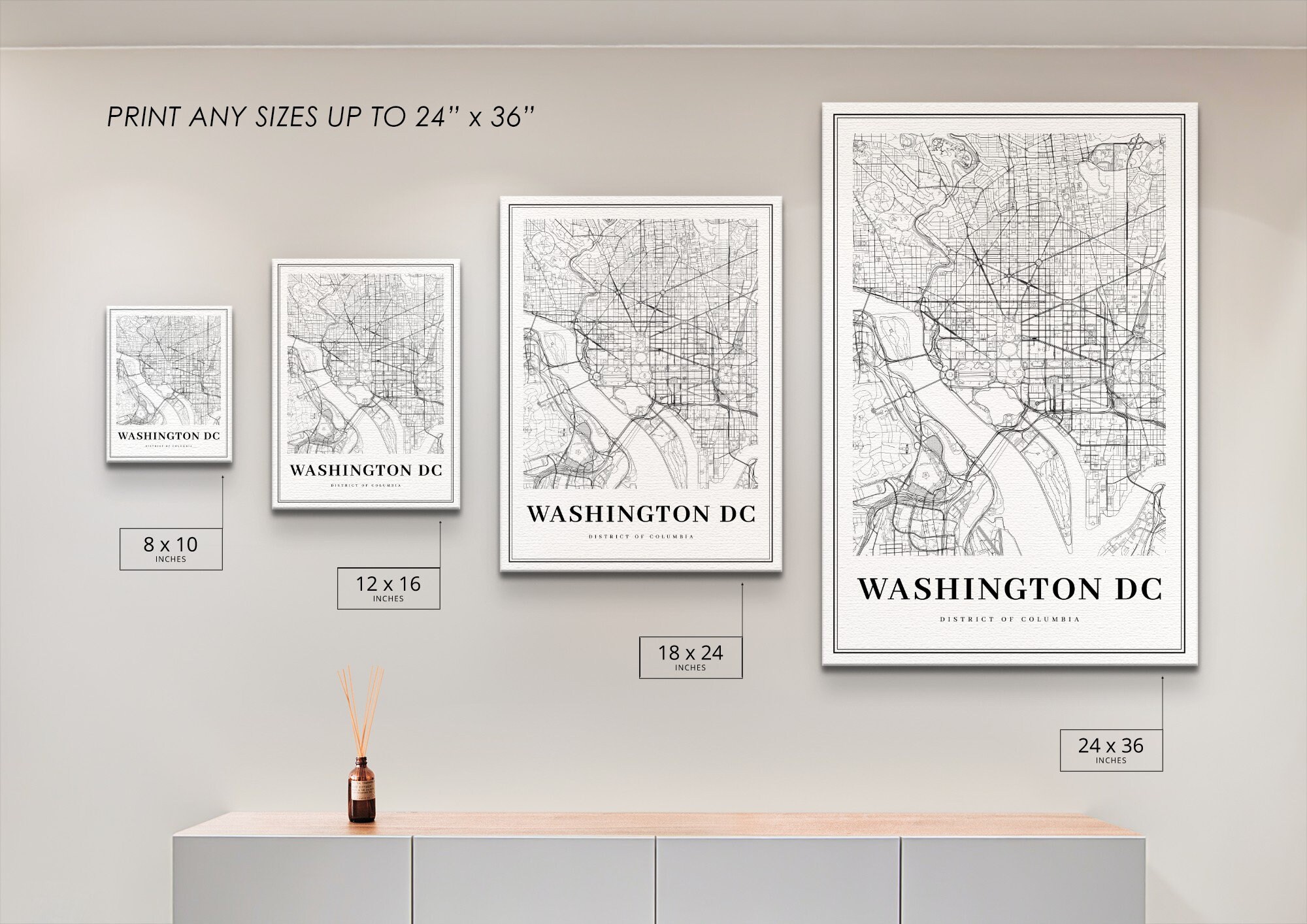 Downtown Washington DC Map Print District of Columbia Map Art | Etsy