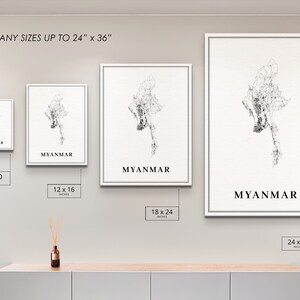 Myanmar Map Print, Country Road Map Poster, Burma Nainngandaw Yangon ...