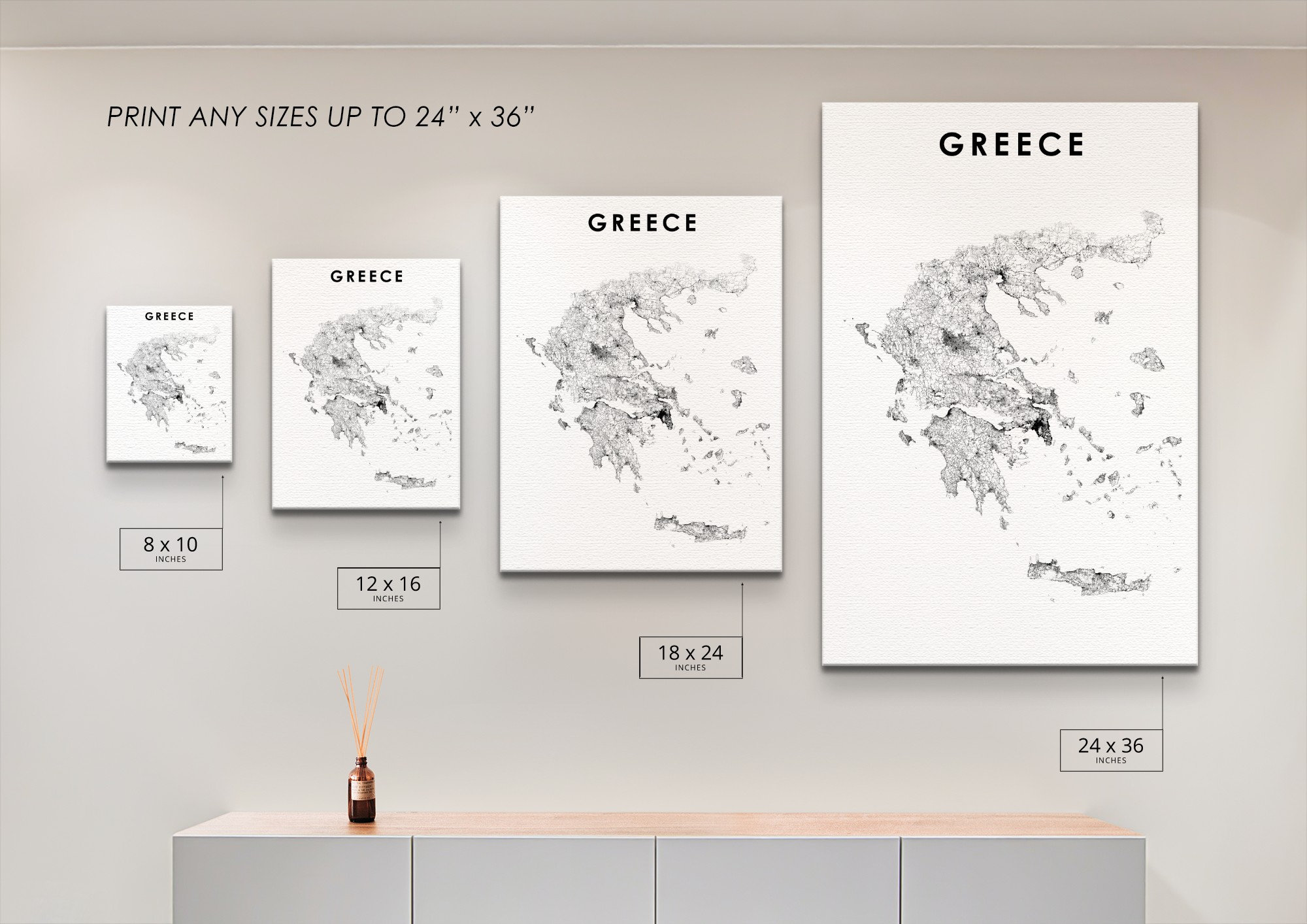 Greece Map Print Greece Road Map Poster Ελλάδα Greek Hellas - Etsy