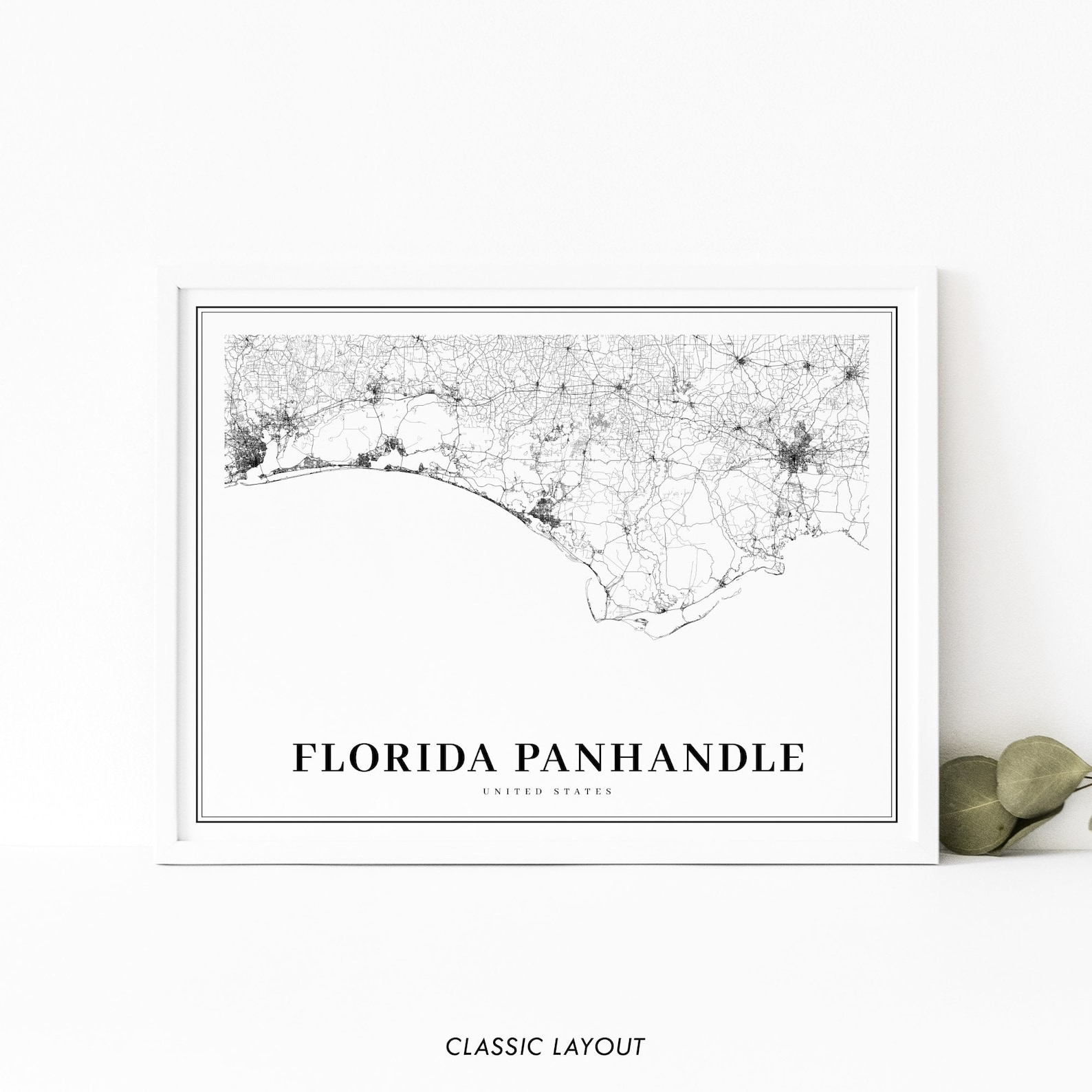 Florida Panhandle FL Map Print Florida USA Map Art Poster - Etsy