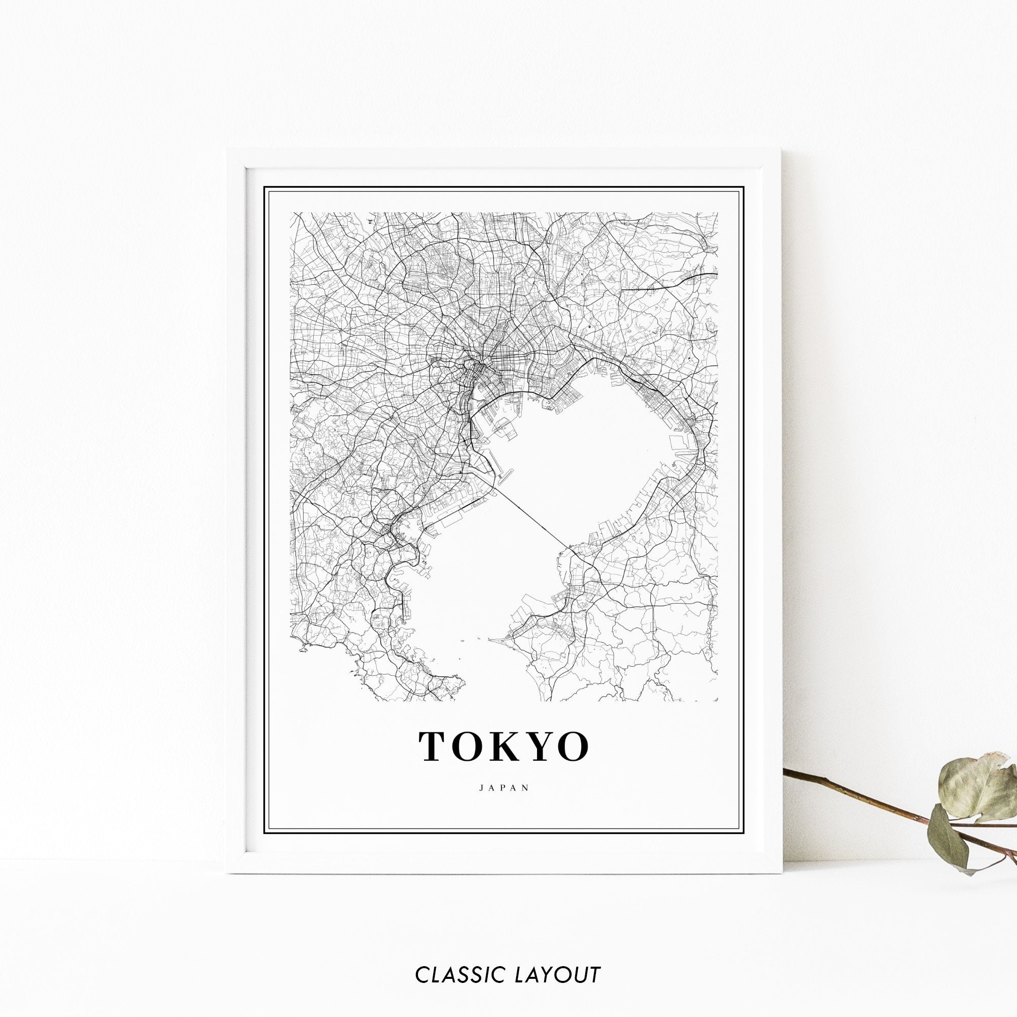 Tokyo Bay Japan Map Print, Map Art Poster, 東京 東京湾 日本 Kanto, City Street ...